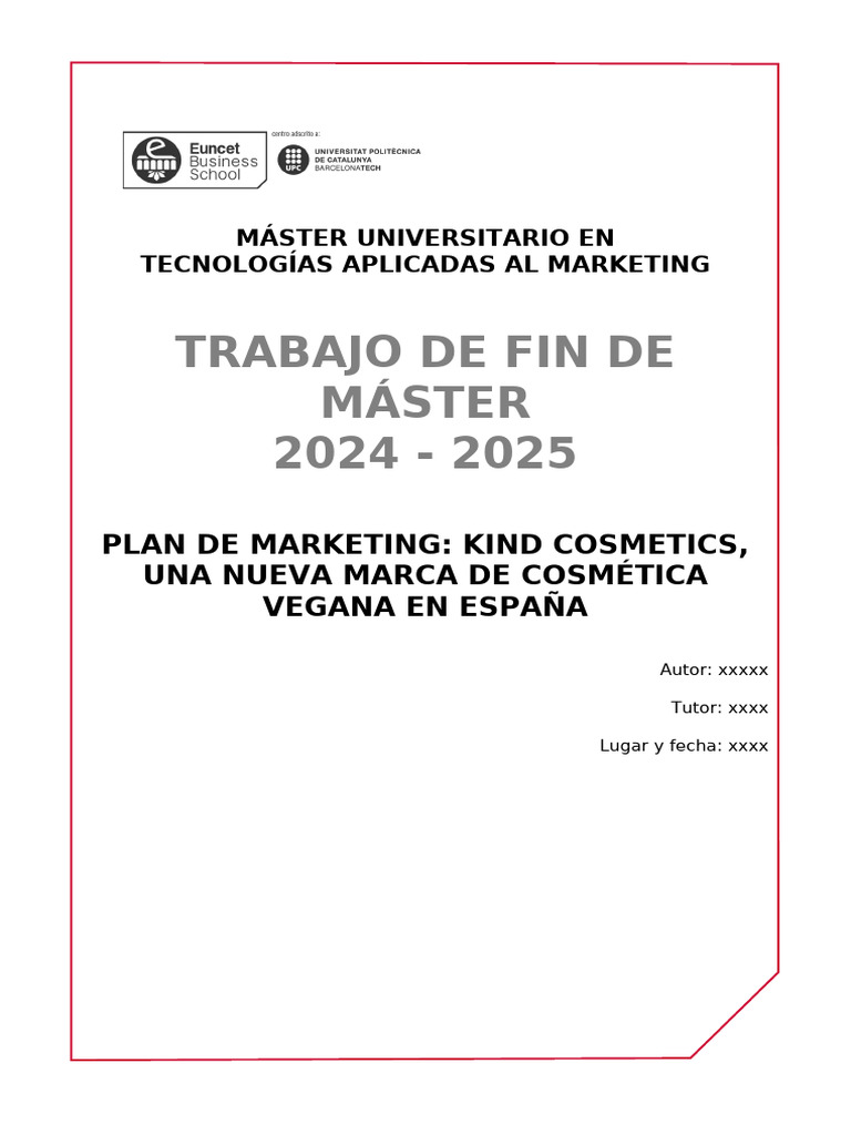 MUTAM TFM Entrega 2 Ejemplo | PDF | Marketing | Sustentabilidad