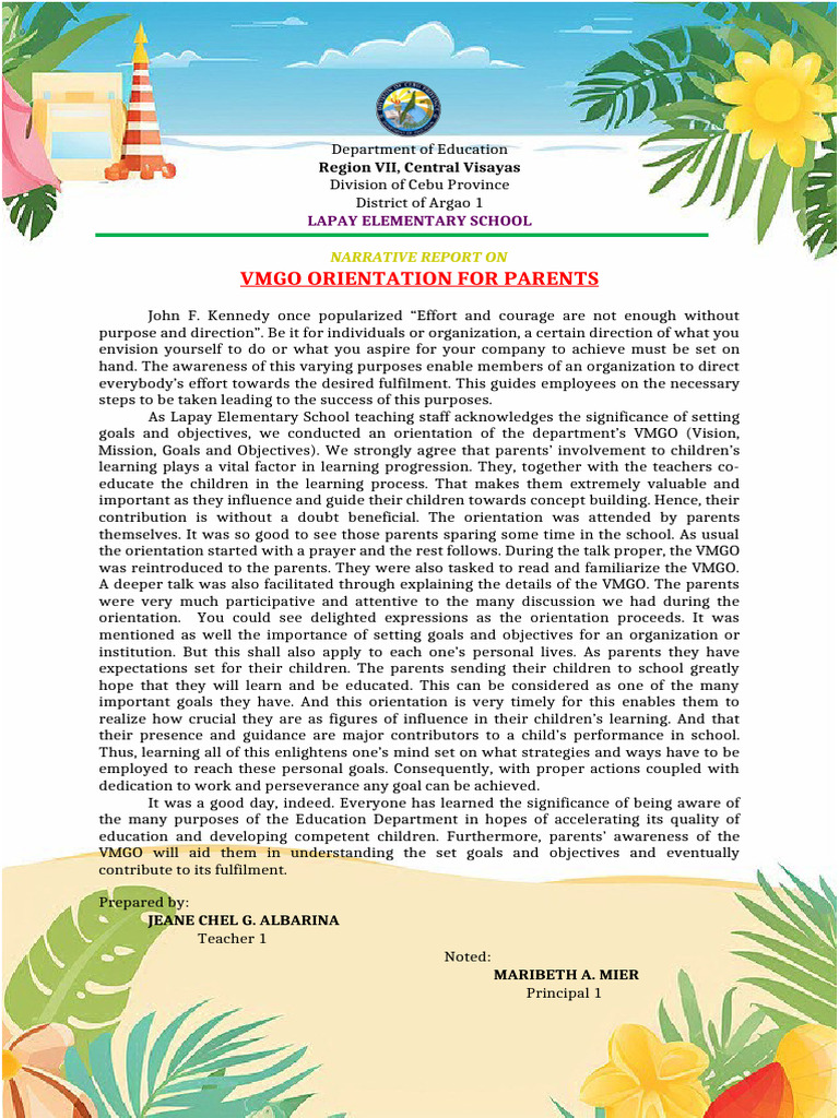 VMGO Orientation - Parents - 2024-2025 | PDF | Goal | Behavioural Sciences