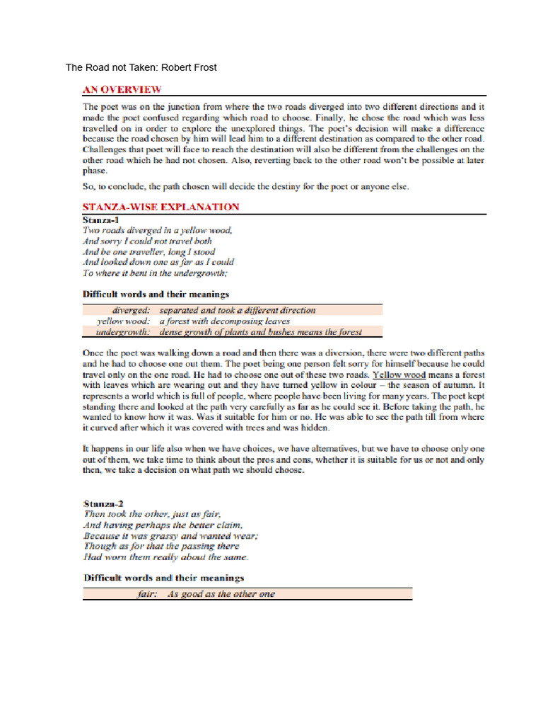 The Road Not Taken - Robert Frost | PDF