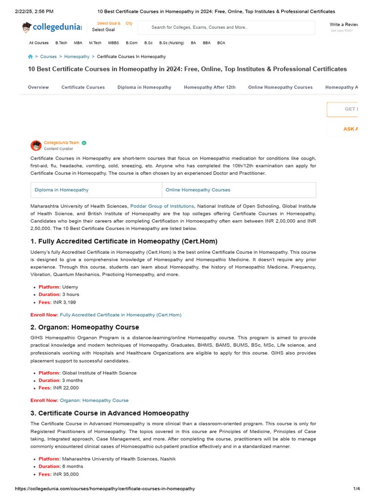 10 Best Certificate Courses in Homeopathy in 2024 - Free, Online, Top ...