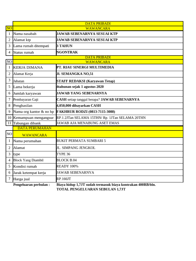 Kisi Kisi Wawancara b.4 | PDF