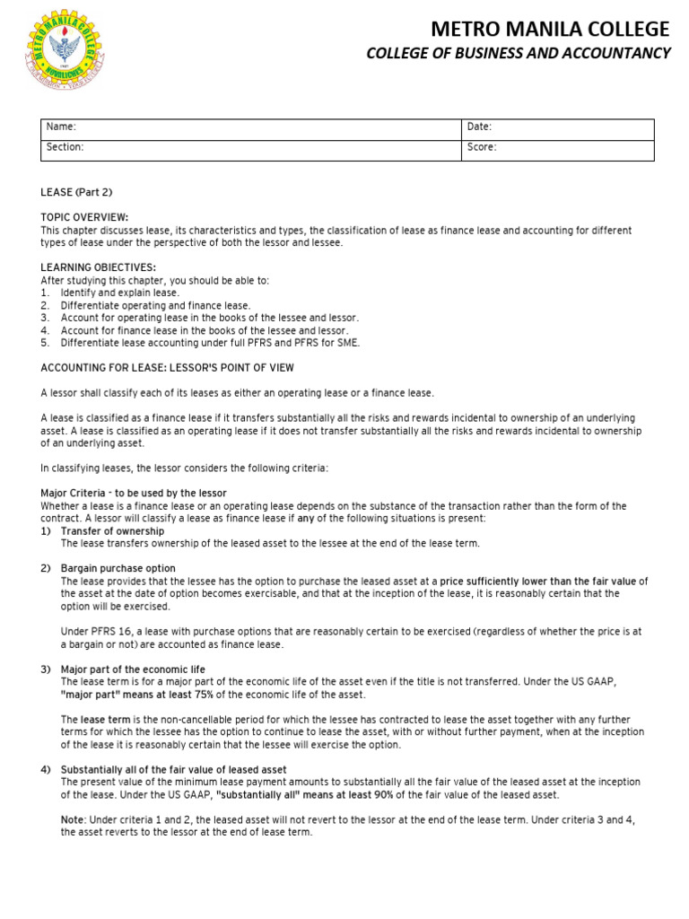 Lease Lecture Students | PDF | Lease | Renting