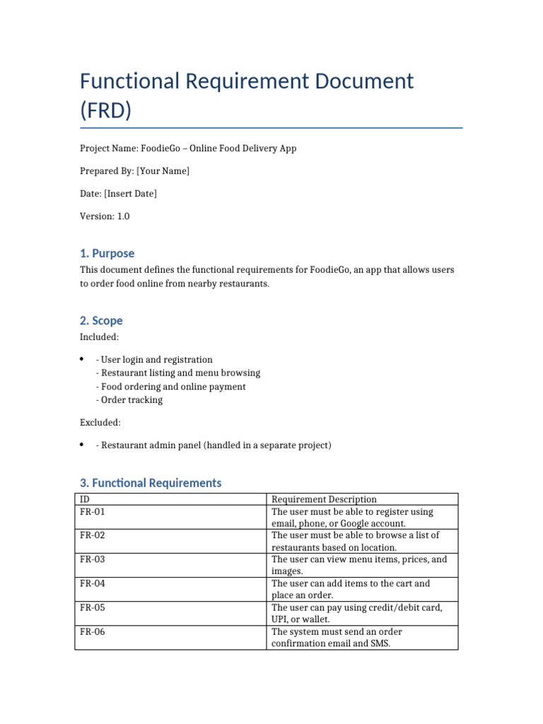 Functional Requirement Document FoodieGo | PDF