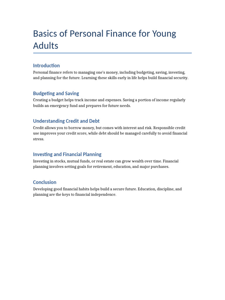 Personal Finance Detailed | PDF