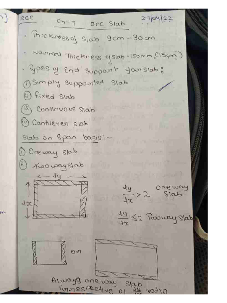 RCC Slab Notes | PDF