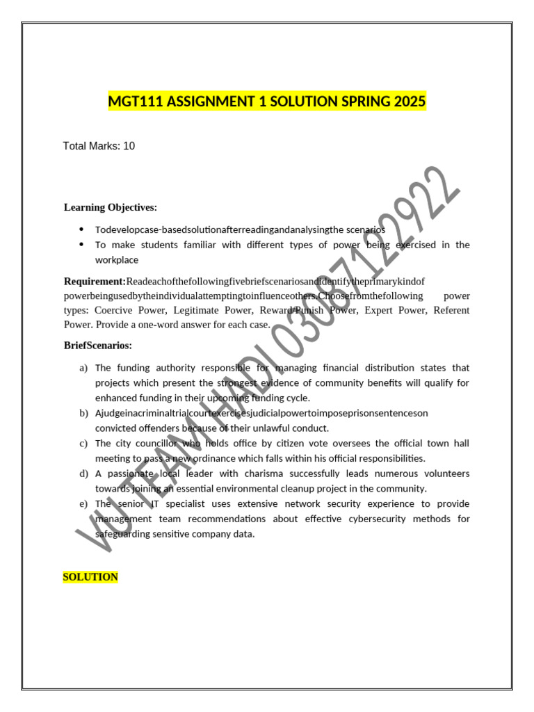 MGT111 Assignment No 1 Solution | PDF