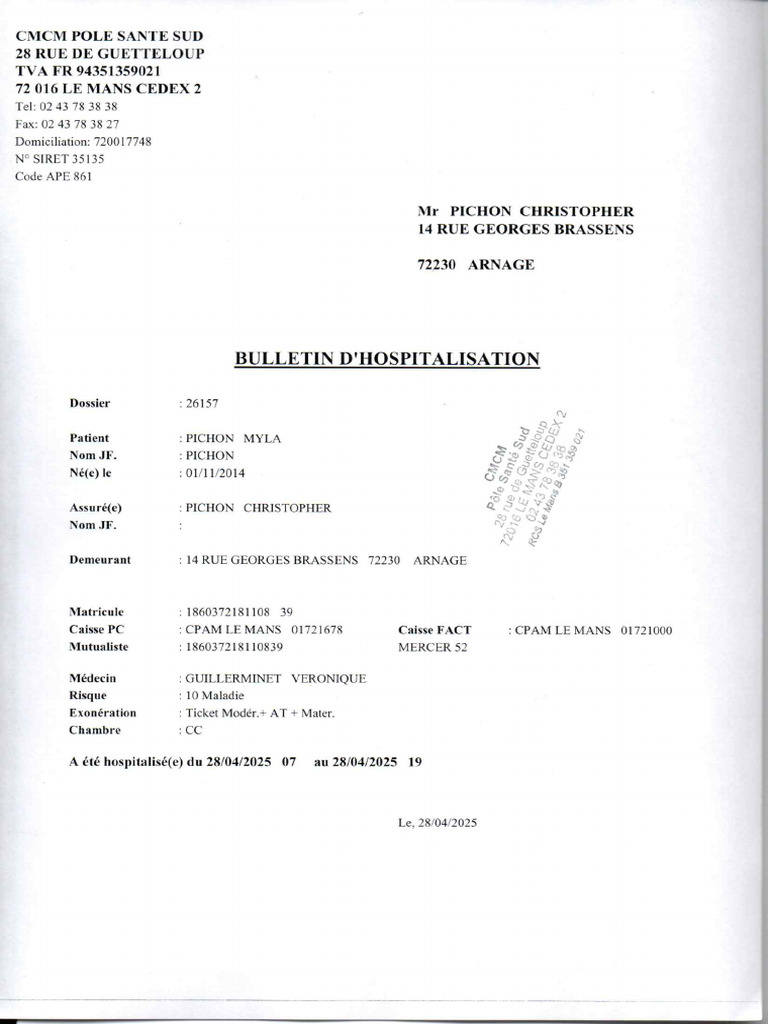 Enfant Malada Hospitalisation | PDF