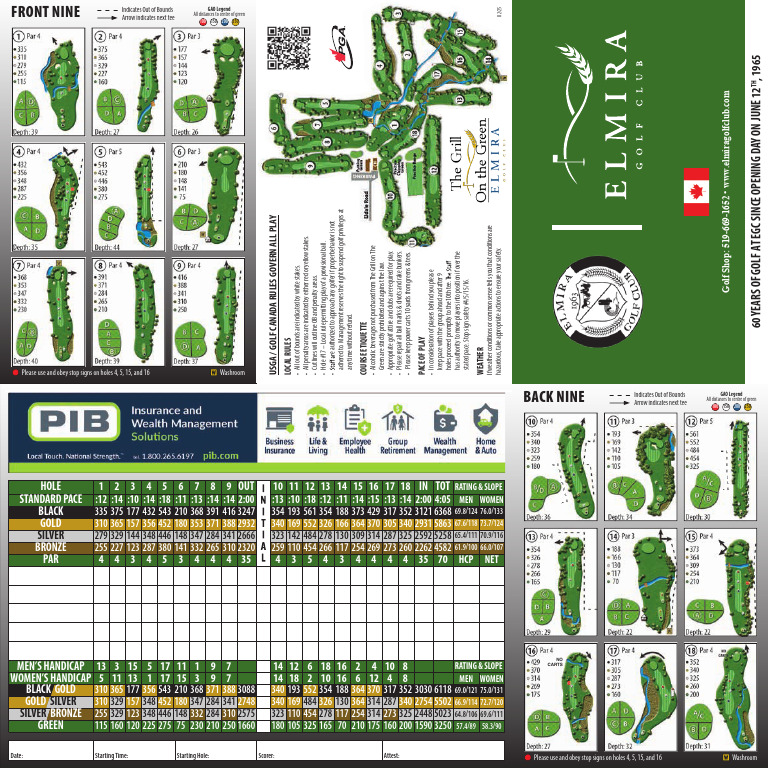 Elmira Golf Scorecard 2025 LR | PDF | Golf Course | Ball And Bat Games