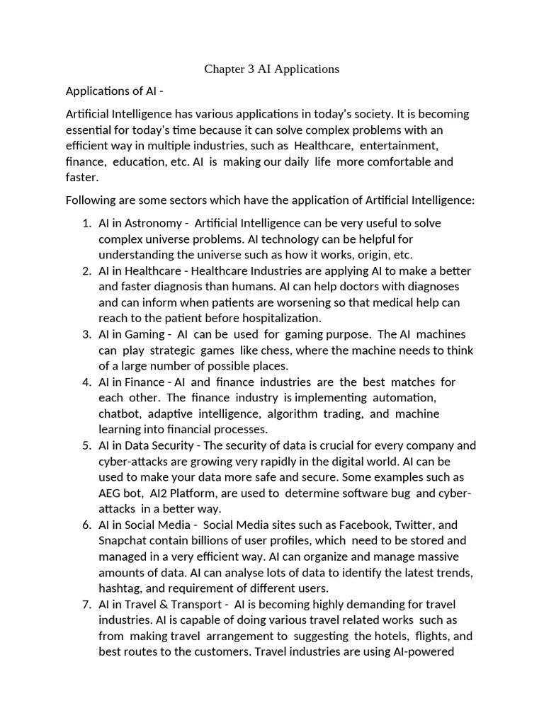 Chapter 3 AI Applications | PDF | Artificial Intelligence | Intelligence (AI) & Semantics