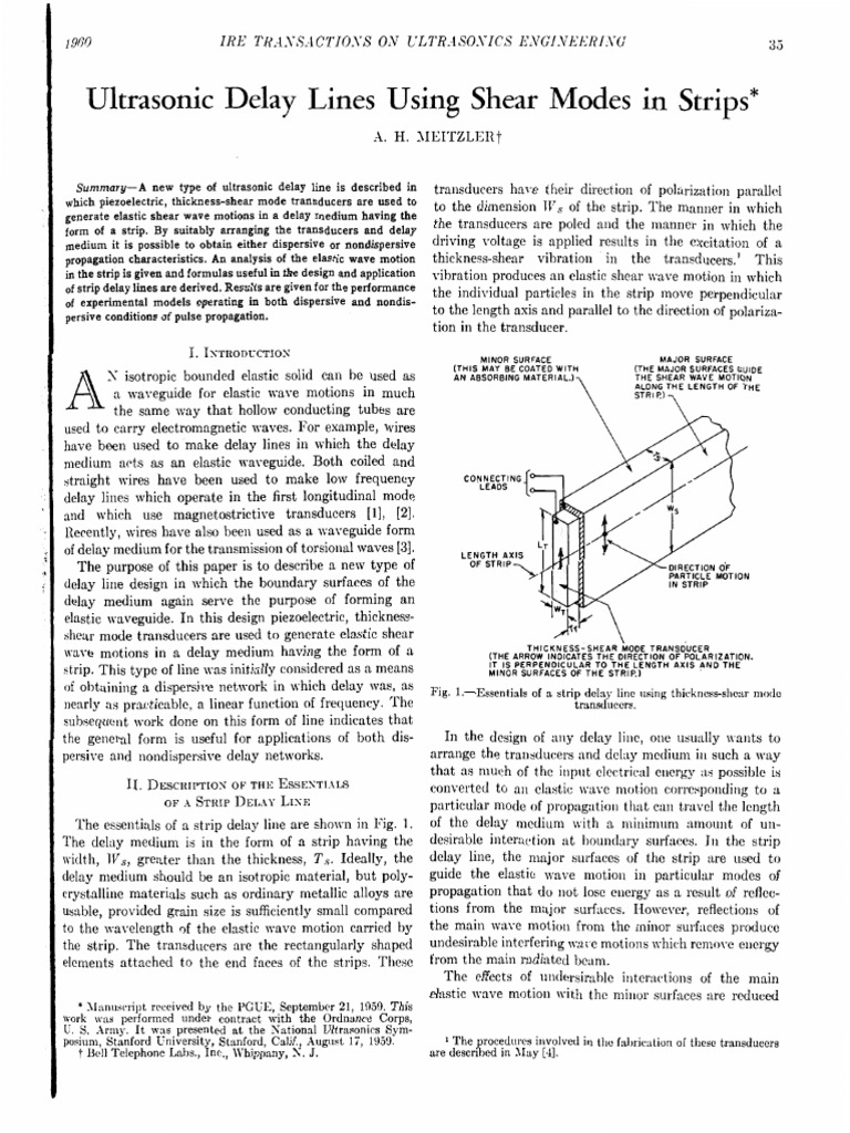 Ultrasonic Delay Lines Using Shear Modes in Strips-wGc | PDF | Waves ...