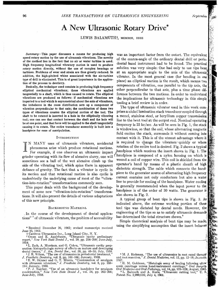 Ultrasonic Rotary Drive for Dentistry | PDF | Drilling | Rotation
