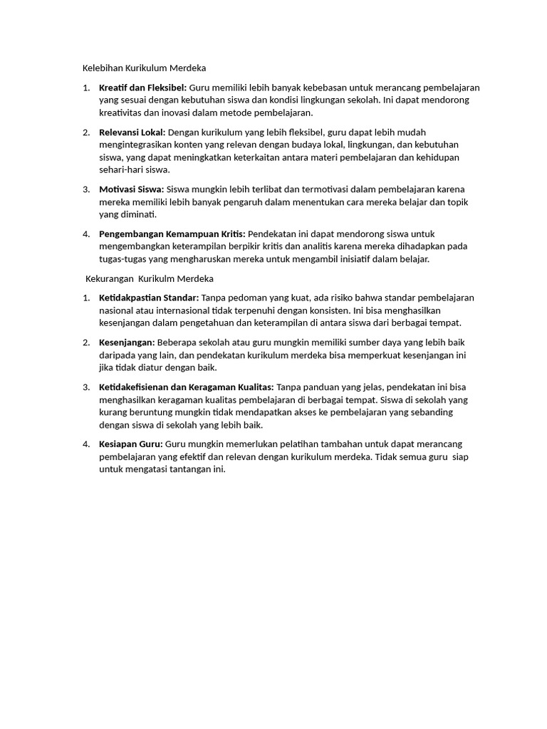 Kelebihan Kurikulum Merdeka | PDF