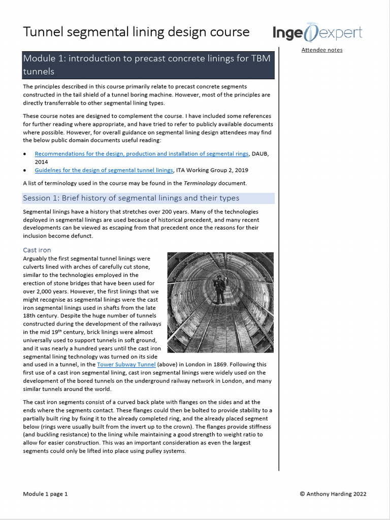 TUNNEL LINING DESIGN MODULE 1 | PDF | Civil Engineering | Mechanical Engineering