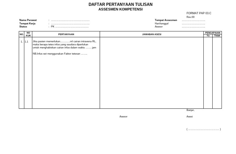 Form Test Tulisan | PDF