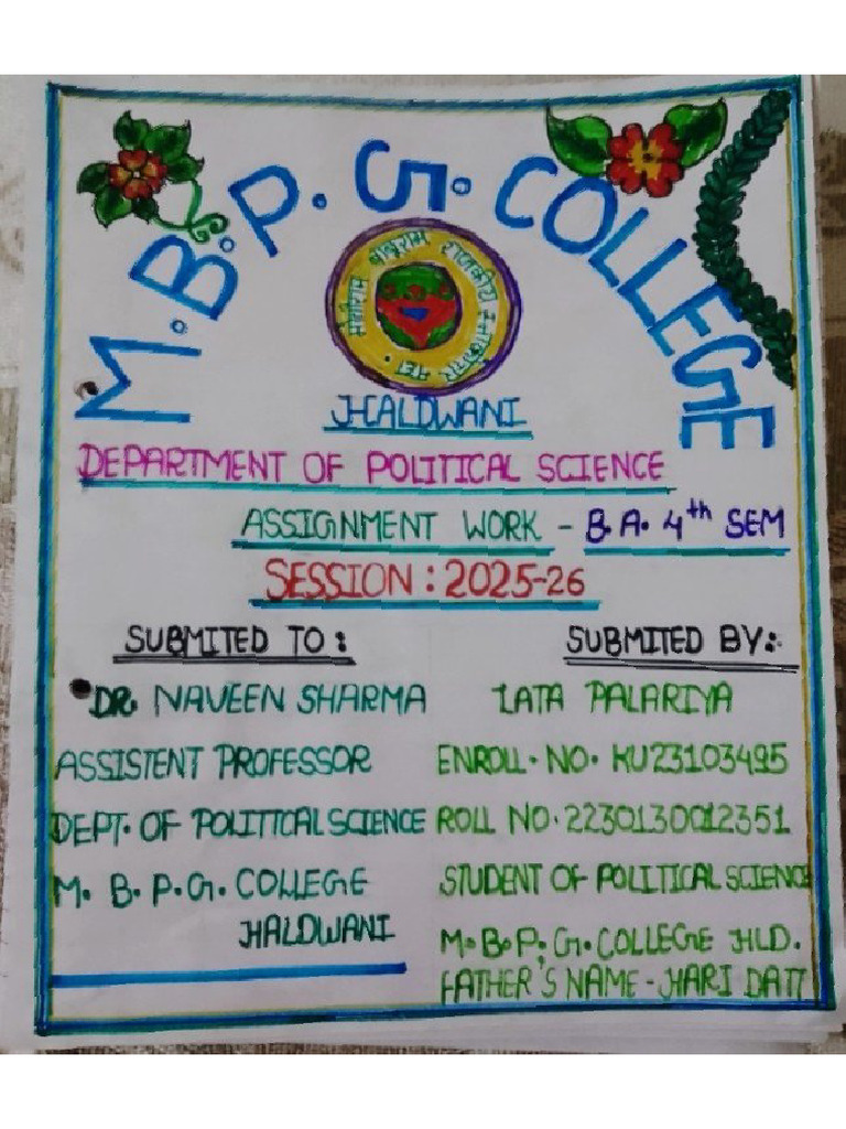 MAJOR- Political science assignment. 4th sem . | PDF