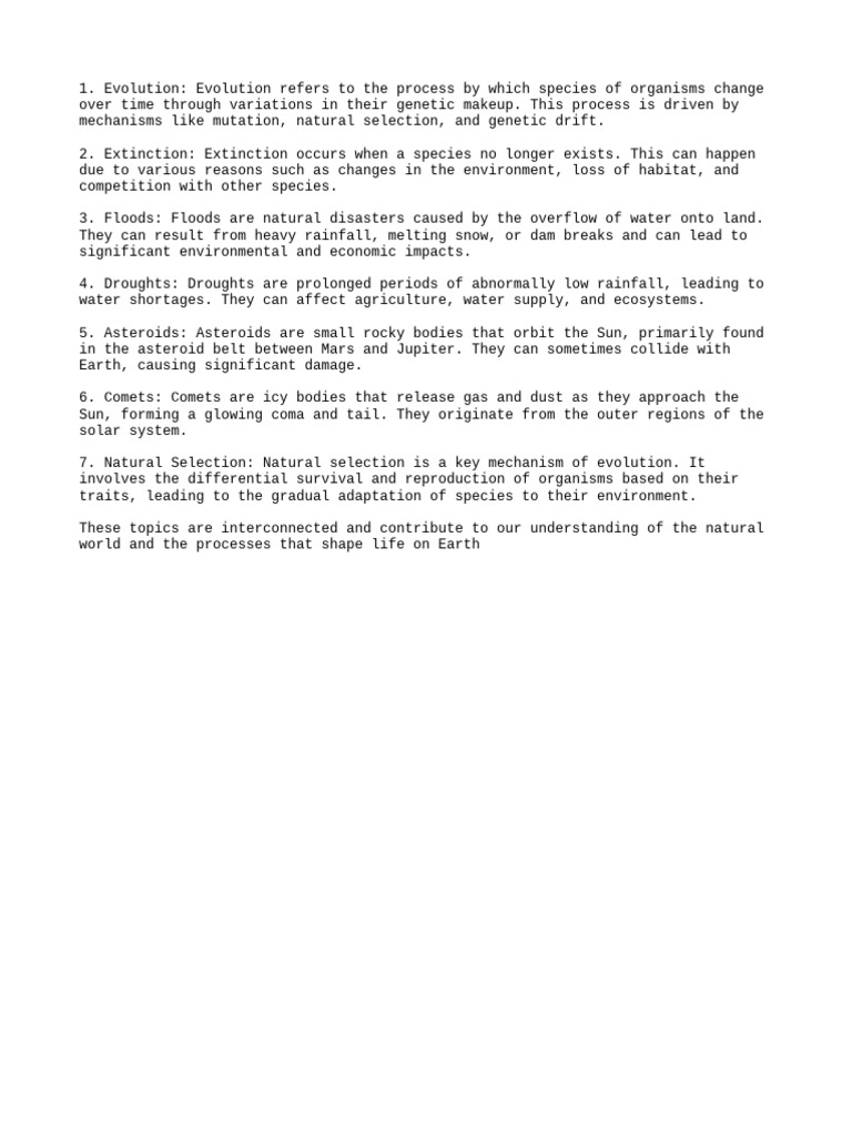 Natural Processes and Their Impact On Life On Earth | PDF