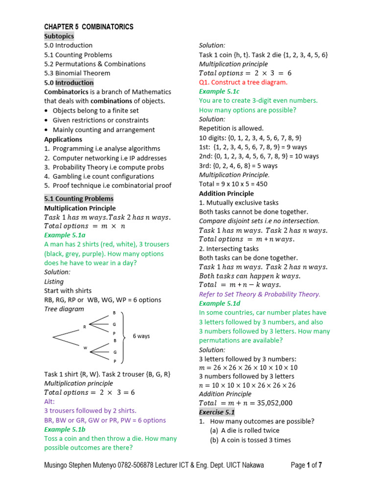 Combinatorics: Counting & Arrangements | PDF | Combinatorics | Mathematics