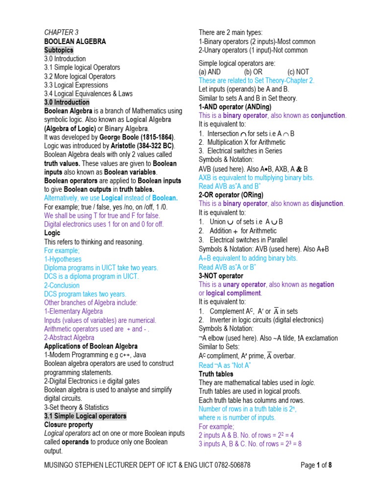 CHAP3 BOOLEAN ALG 12-10-24 | PDF | Boolean Algebra | Teaching Mathematics