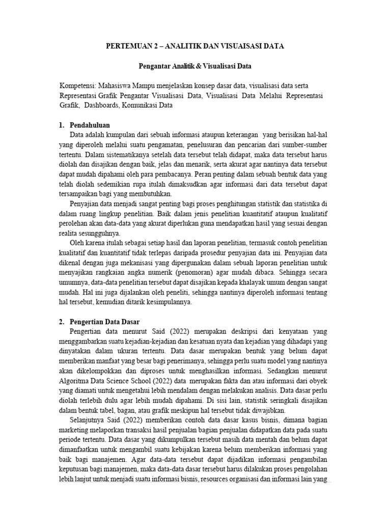 Pertemuan 2 - Modul Analitik & Visualisasi-Data | PDF