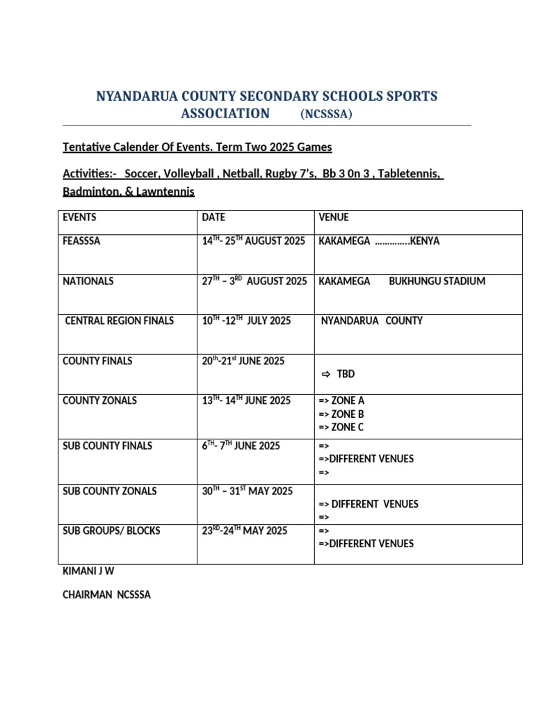 2025 T2 Calender | PDF