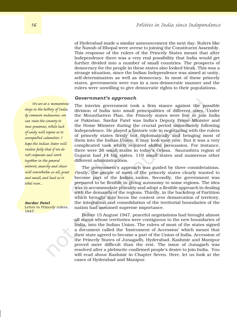 Ncert 12 ch.2 Political Sc. | PDF | Politics Of India | Government