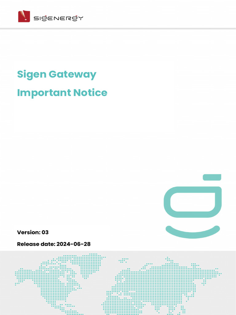 01-Sigen Gateway Important Notice - EN | PDF | Ladder | Switch