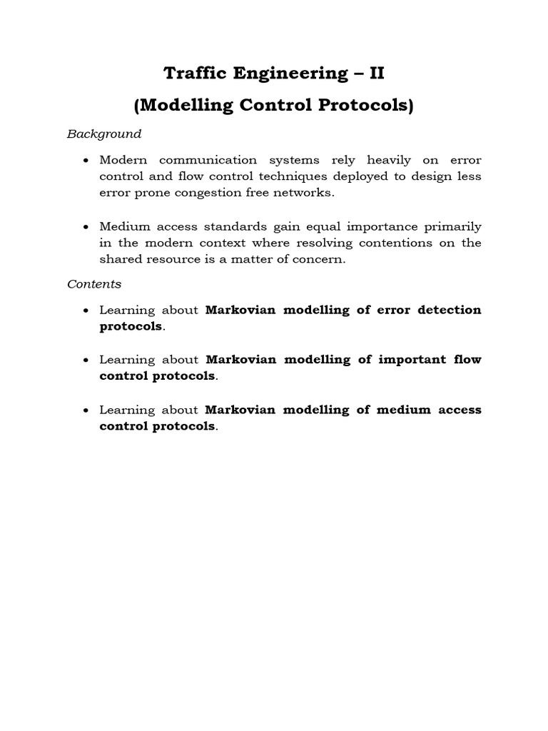 Traffic Engineering 2_Modelling Control Protocols | PDF | Error Detection And Correction ...