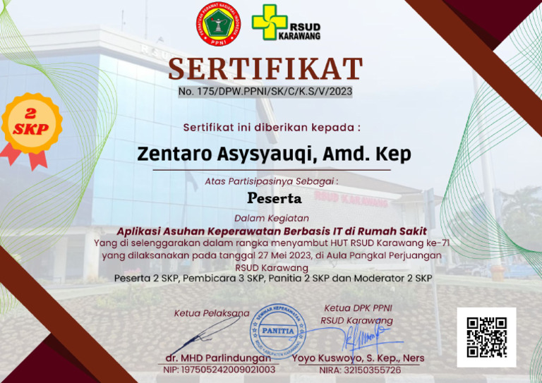 e-Sertifikat_ Zentaro Asysyauqi, Amd. Kep | PDF