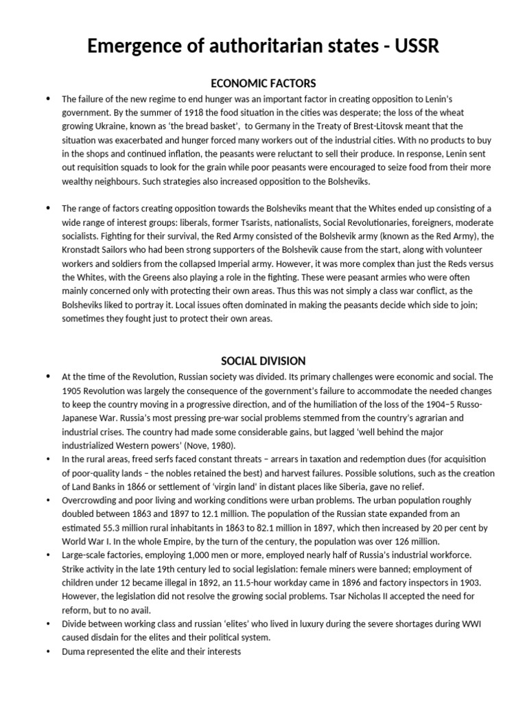 Emergence of Authoritarian States (PRC - USSR) | PDF | Vladimir Lenin ...