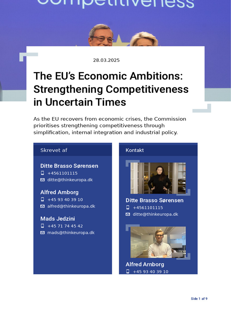 The EU's Economic Ambitions - Strengthening Competitiveness in ...