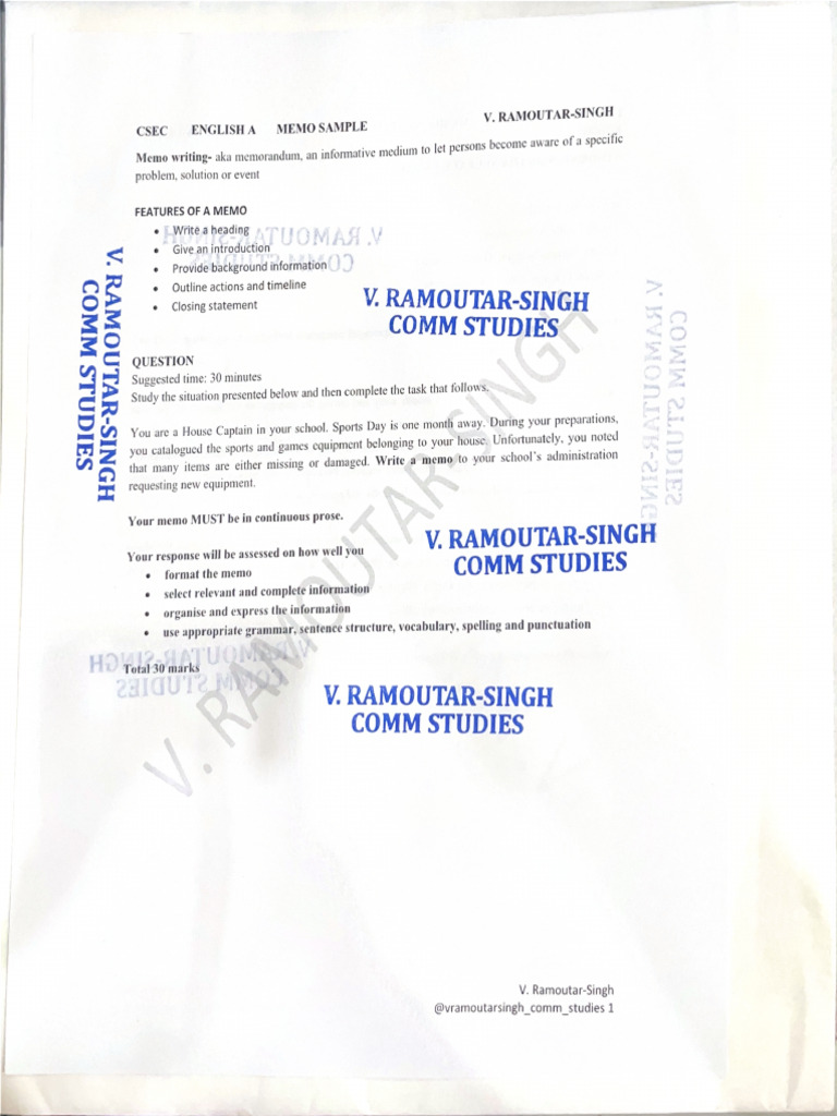Csec Eng A Memo v. Ramoutar-Singh | PDF