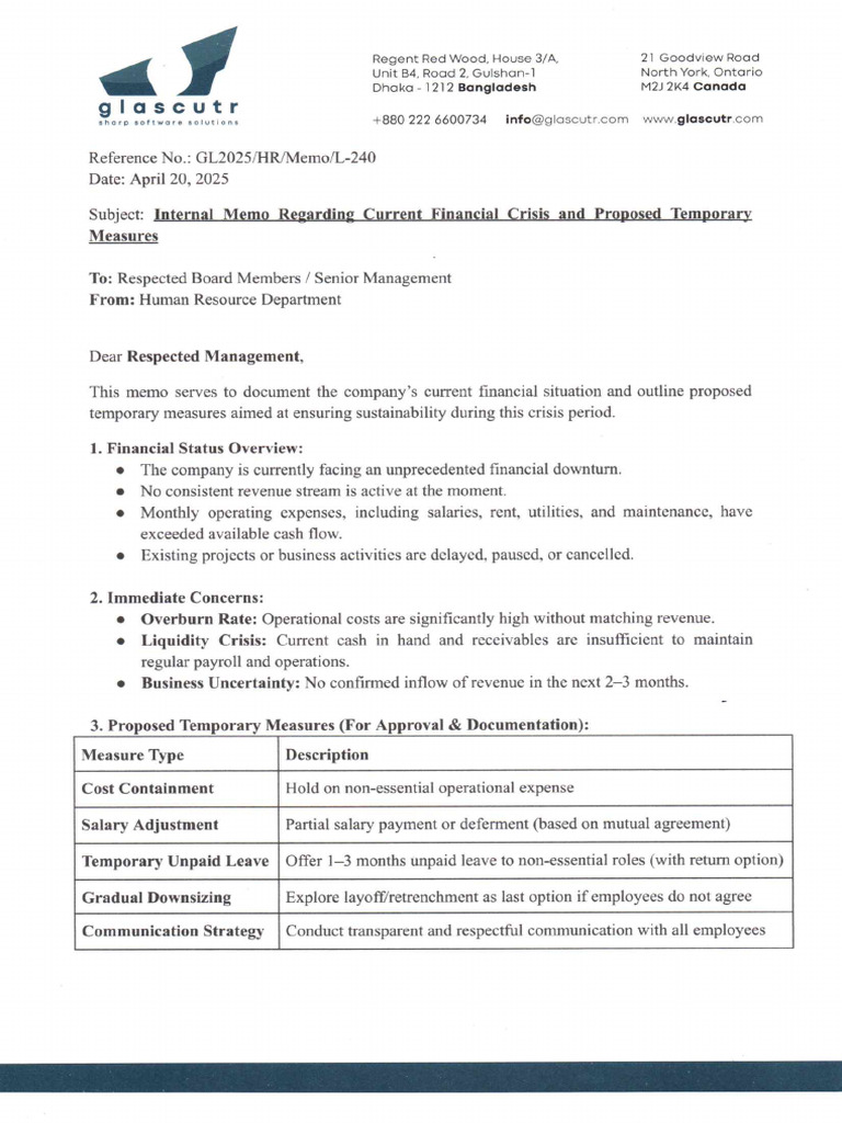 Internal Financial Justification Memo | PDF