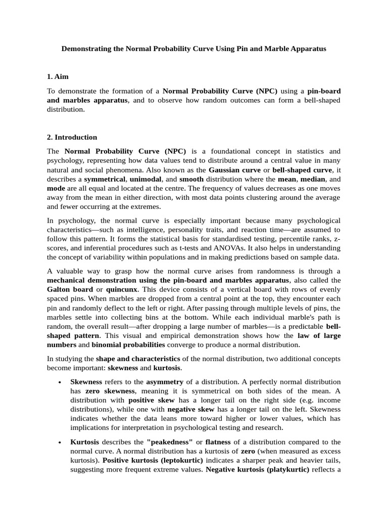 Normal Probability Curve Manual | PDF | Statistical Theory ...