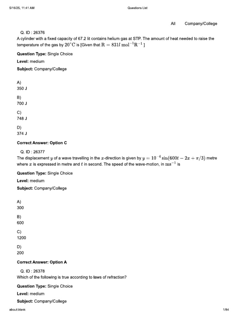 Synergy Mock Test-II (Answer Key) | PDF