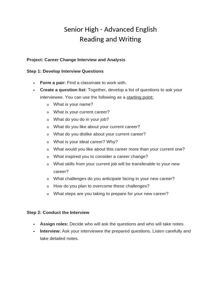 NorthStar Unit 1 Project - Interview | PDF | Interview | Human ...