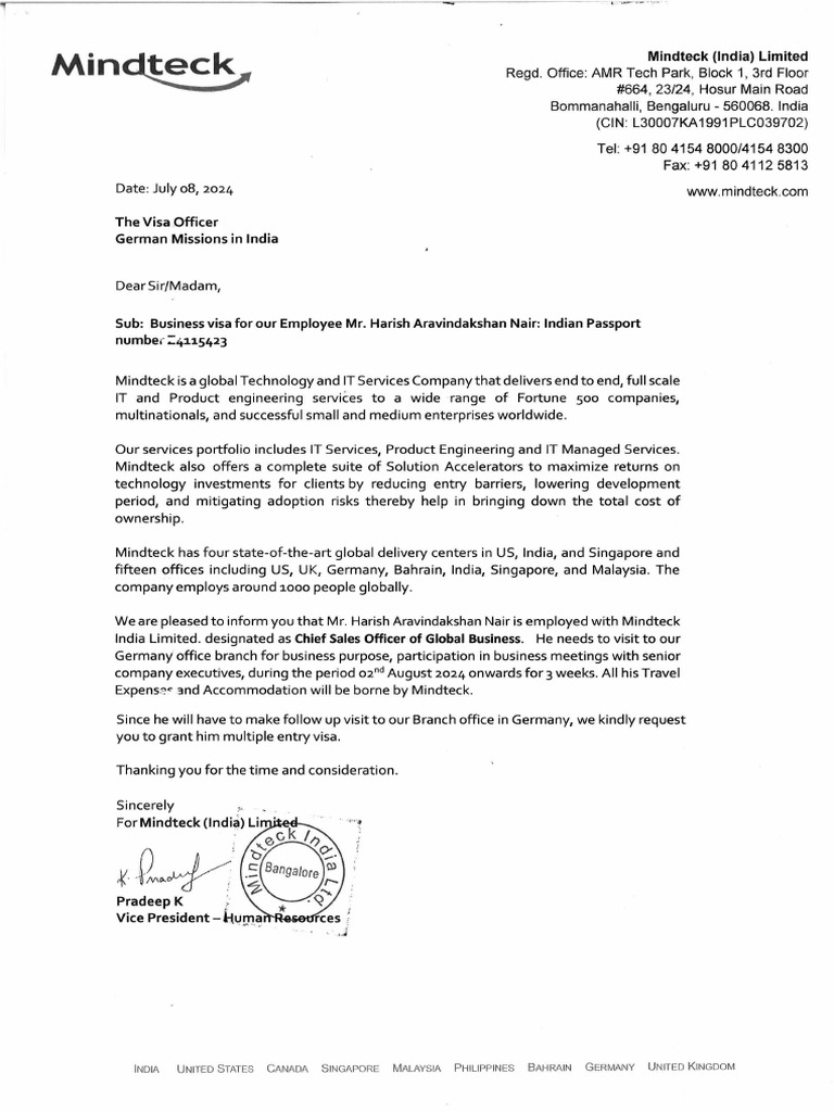 India Cover Letter | PDF