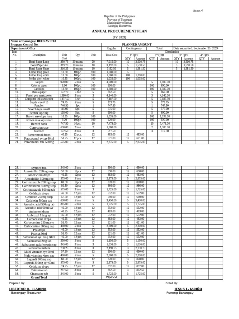 Annual Procurement Plan | PDF