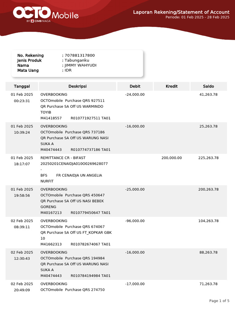 CASA_Statement_Feb2025_10022025121344.pdf | PDF | Banking Technology | Payments
