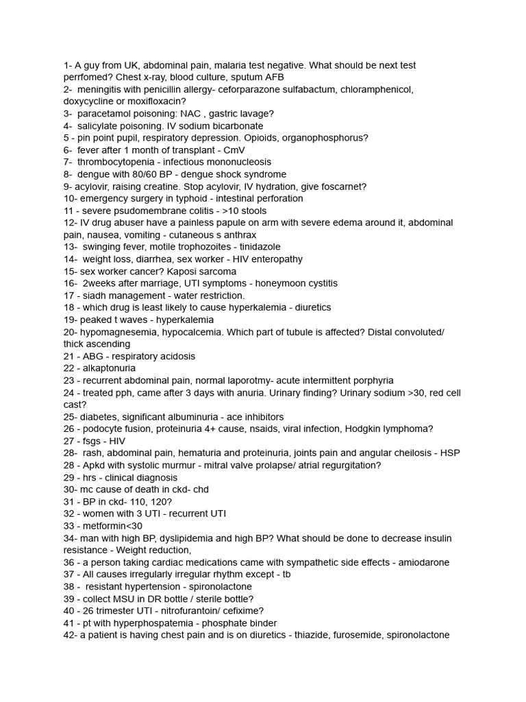 Fifth Year Paper 1B Medicine-2 Bcqs Day 1 Shift 2 (3 February 2025) Batch 25 | PDF | Urinary ...