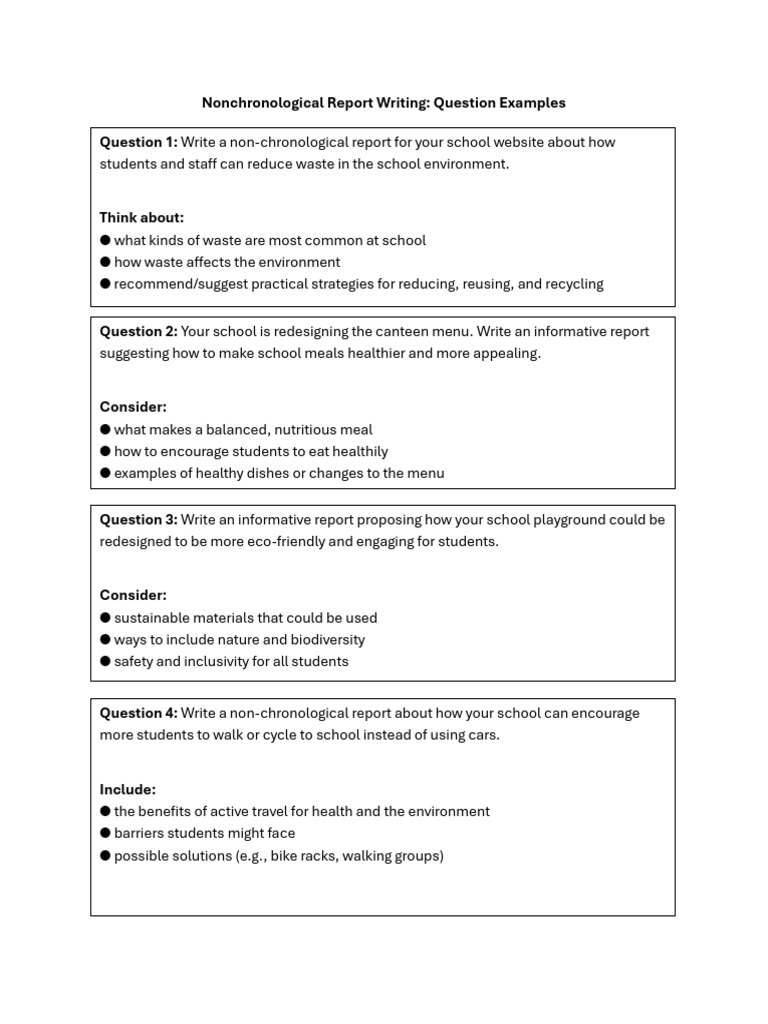 English Checkpoint Report Writing Questions | PDF