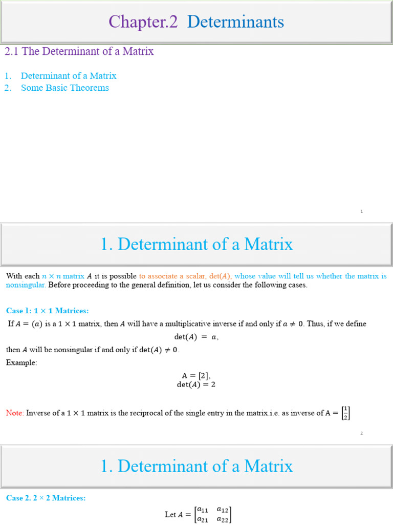 2.1 The Determinant of A Matrix | PDF | Matrix (Mathematics) | Determinant