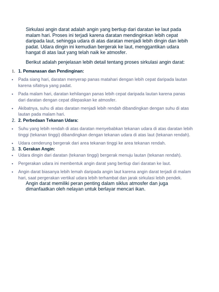 siklus proses angin darat | PDF