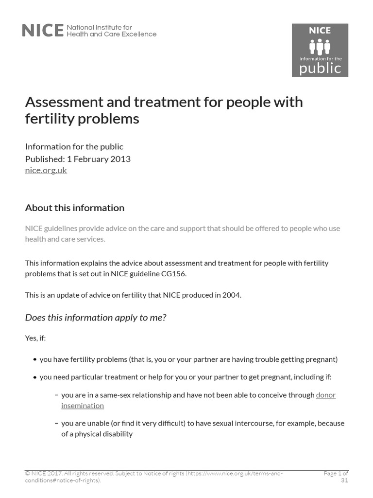 001 Infertility Nice Pil | PDF | In Vitro Fertilisation | Infertility