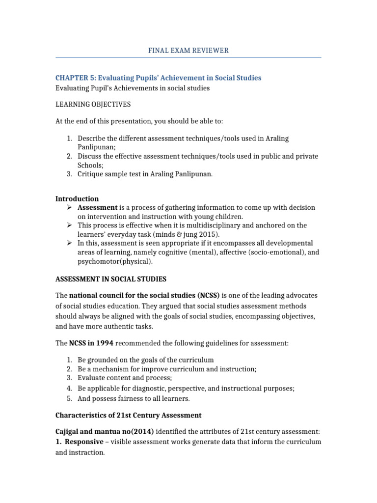 Final Exam Reviewer Tstrat 1 | PDF | Educational Assessment | Learning