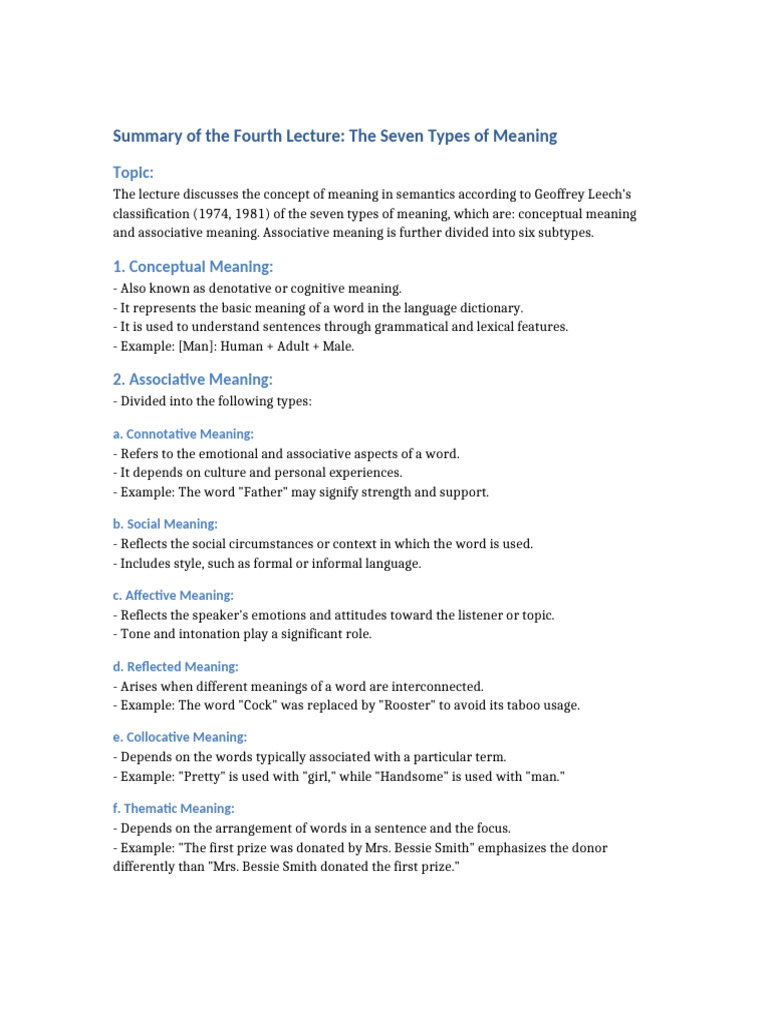 Translated Summary of Seven Types | PDF