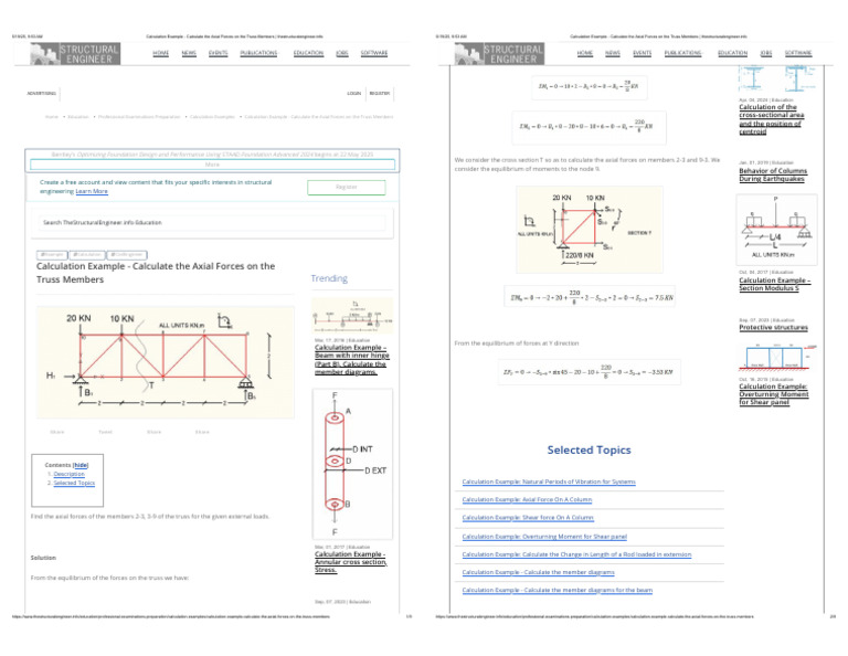 Calculation Example - Calculate The Axial Forces On The Truss Members - Thestructuralengineer ...