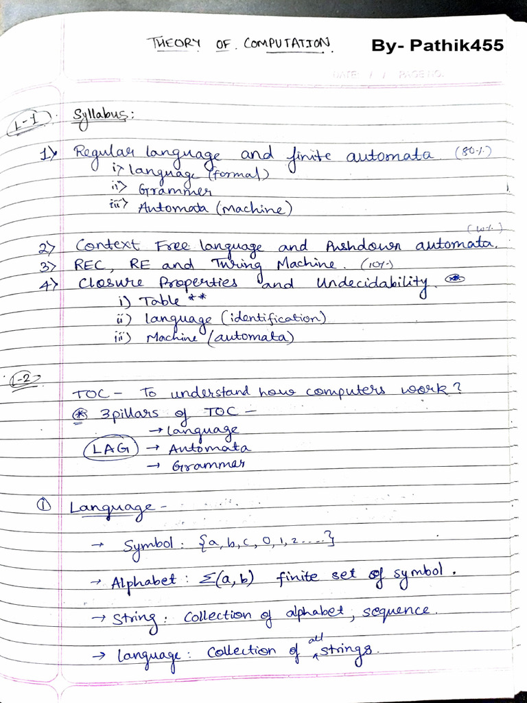 Handwritten Theory of Computation | PDF