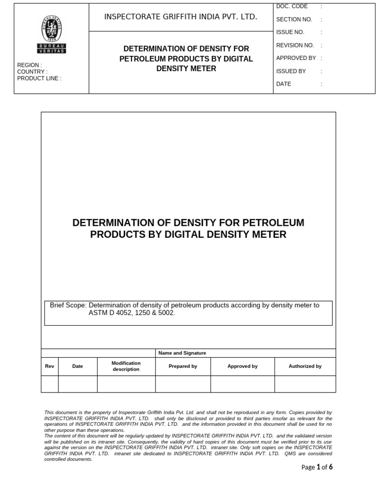 Density Measurement for Petroleum Products | PDF | Density