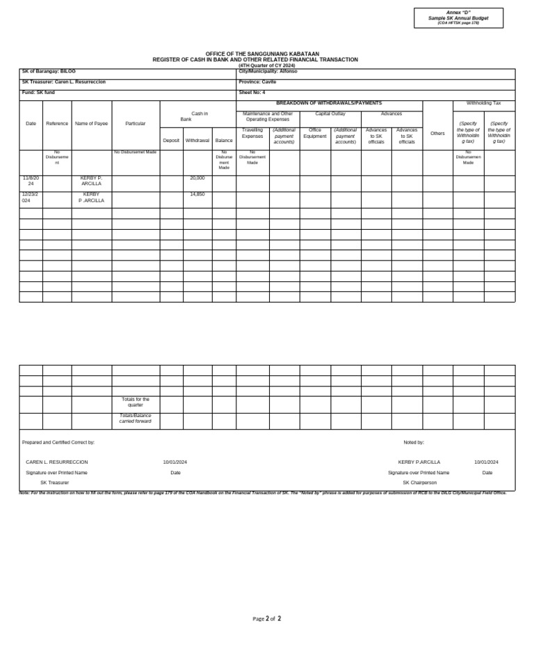 3.6-sk-mc - Annex-D-Rcb-Register-Of-Cash-In-Bank-And-Other-Related ...