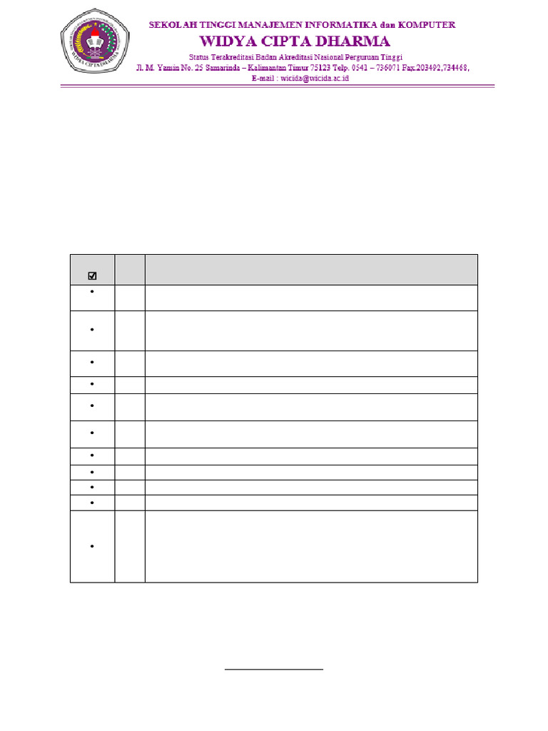 Form Pengecekan Syarat Administrasi Ujian Seminar Proposal Non Skripsi ...